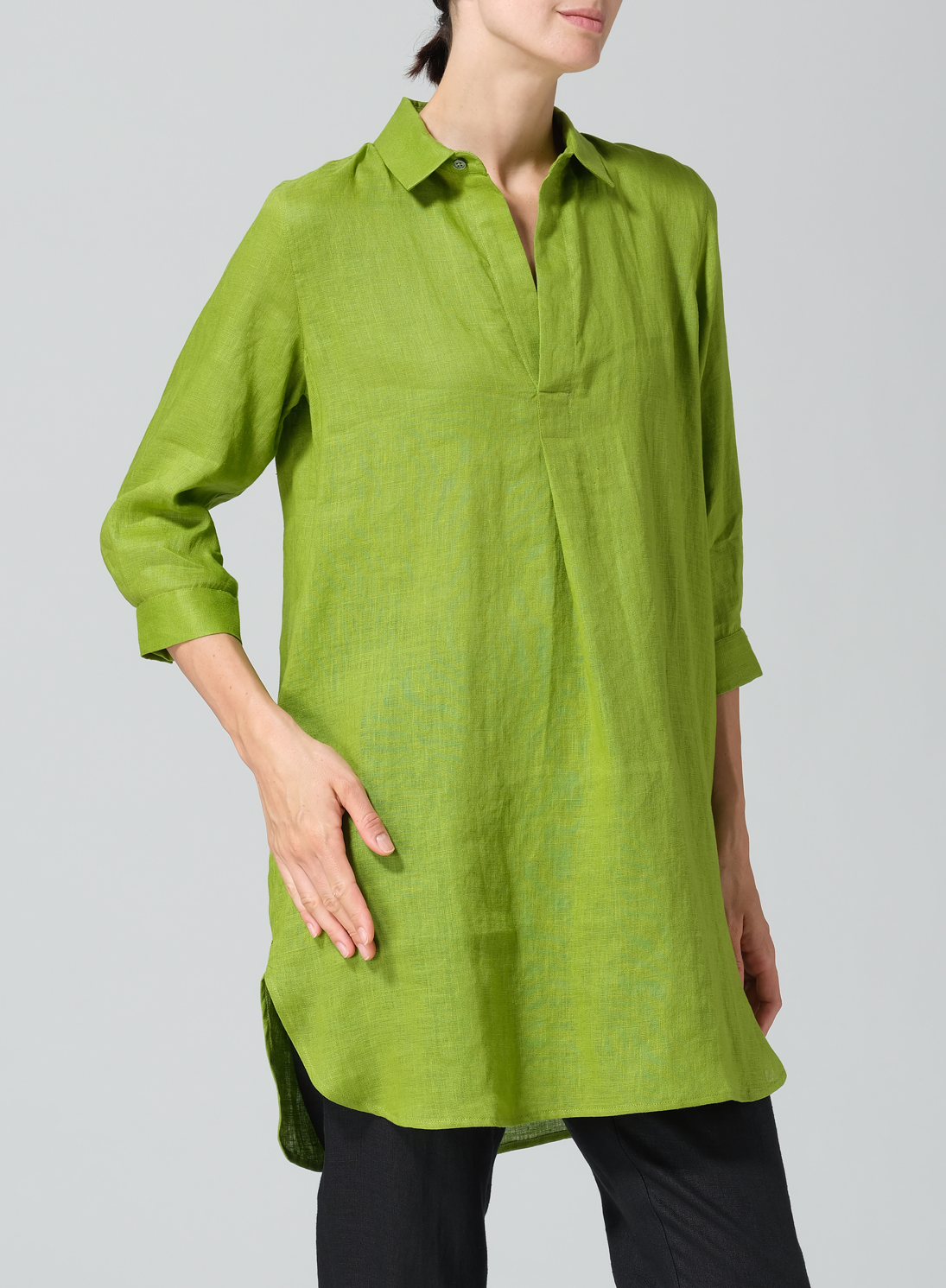 Linen Classic Shirt Tunic - Plus Size