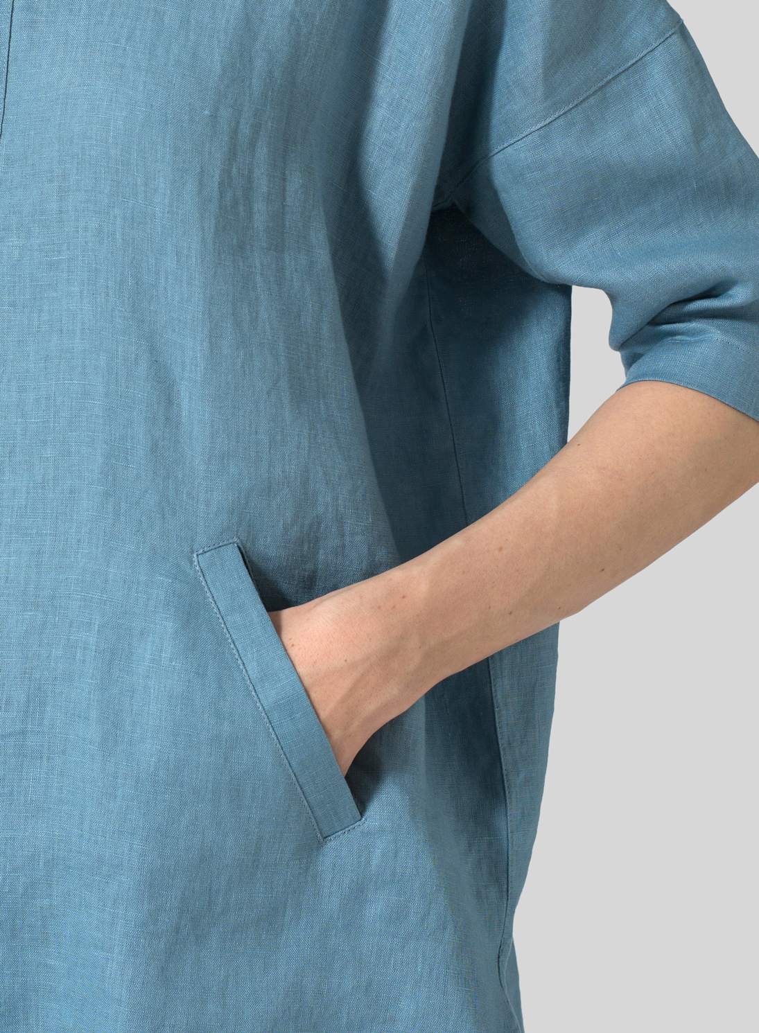 Pale Blue Linen Classic Collar Box Top Set