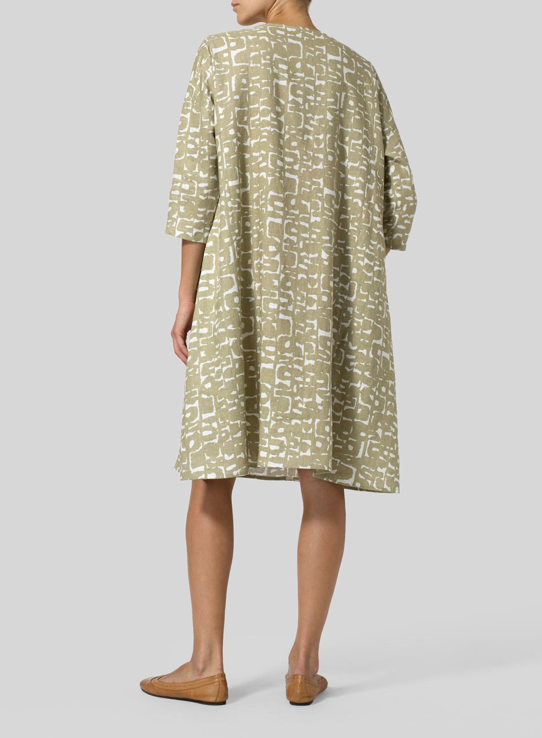 Linen Printed Pattern Long Tunic - Plus Size