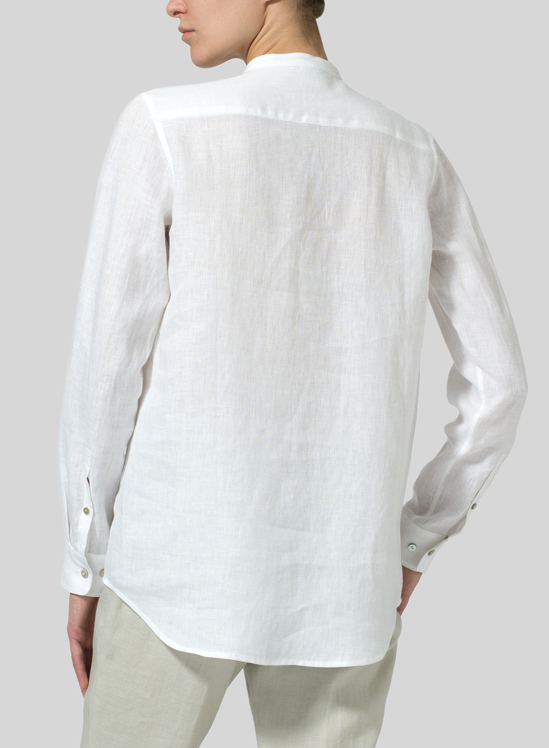 Linen Mandarin Collar Shirt