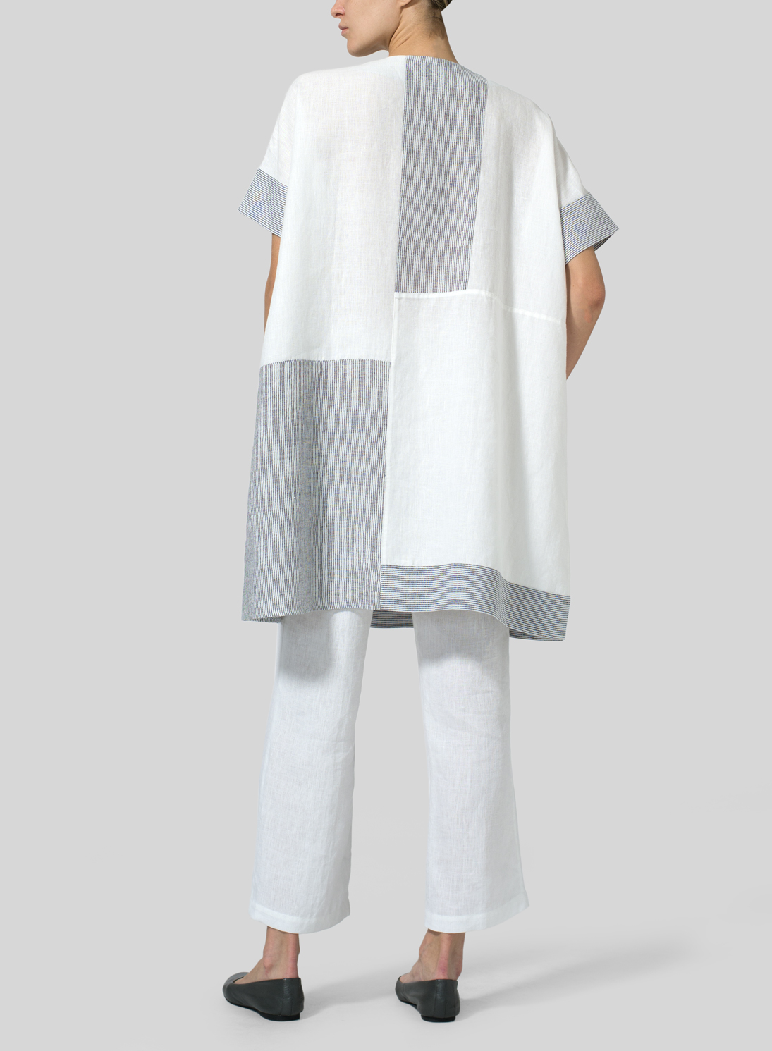 Linen Oversize Patchwork Tunic - Plus Size