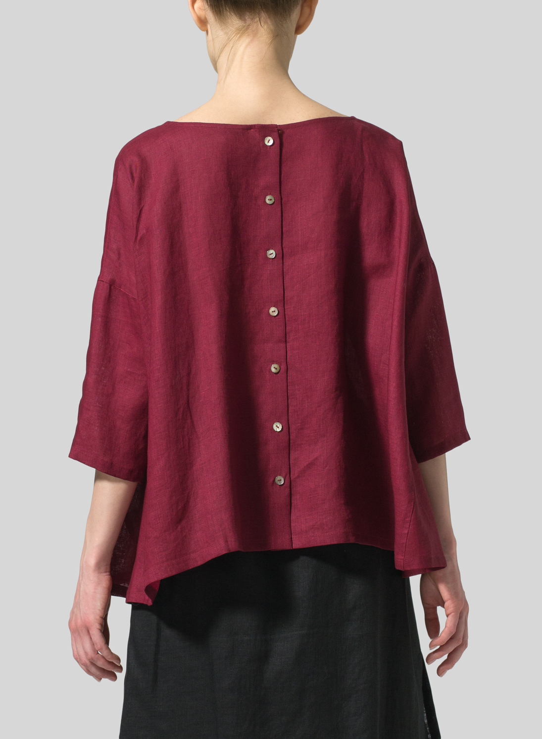 Linen Contrast Dropped Shoulder Top