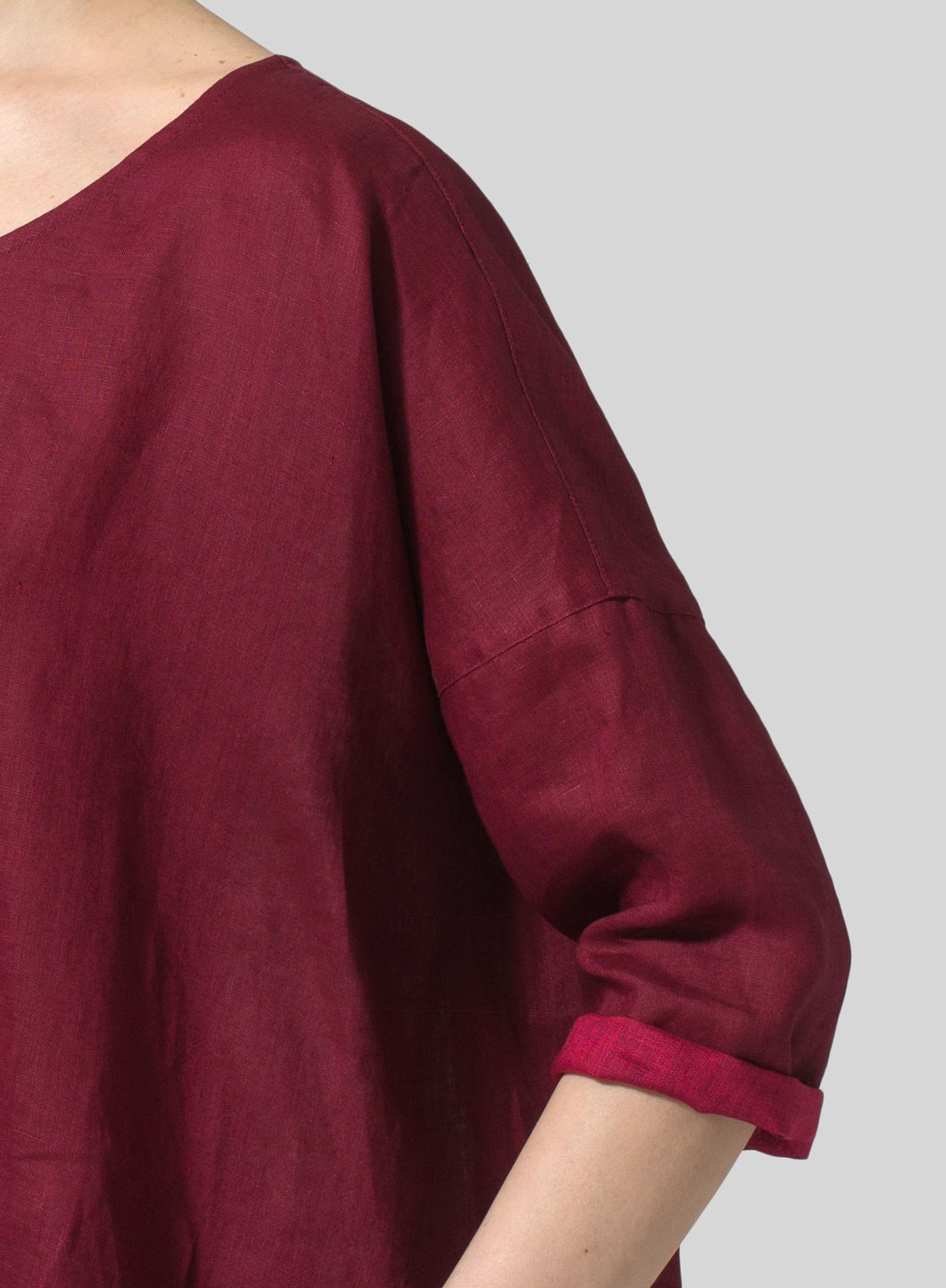 Linen Contrast Dropped Shoulder Top