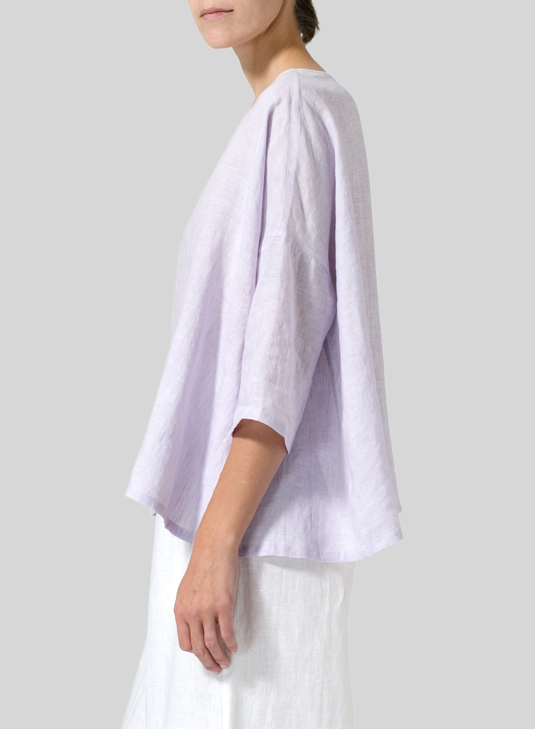 Linen Dropped Shoulder Top - Plus Size