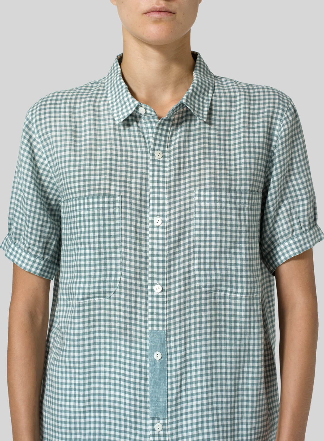 Linen Short Sleeve Checker Shirt