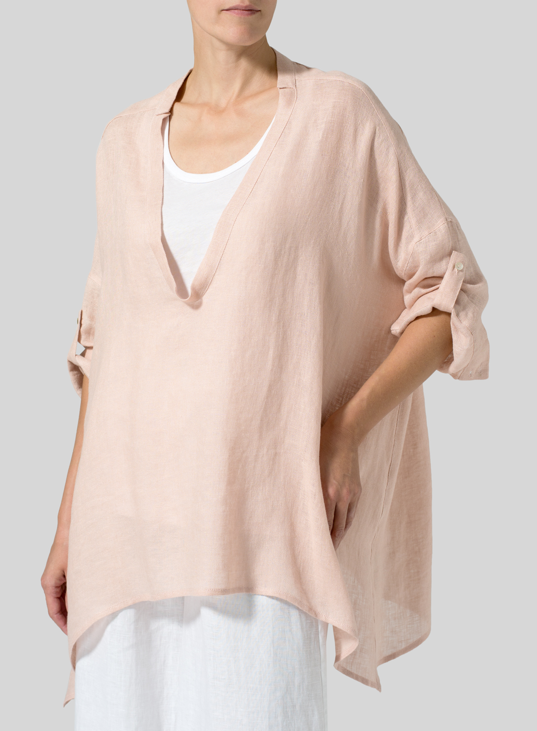 Linen Delicate Deep V-neck Overtop