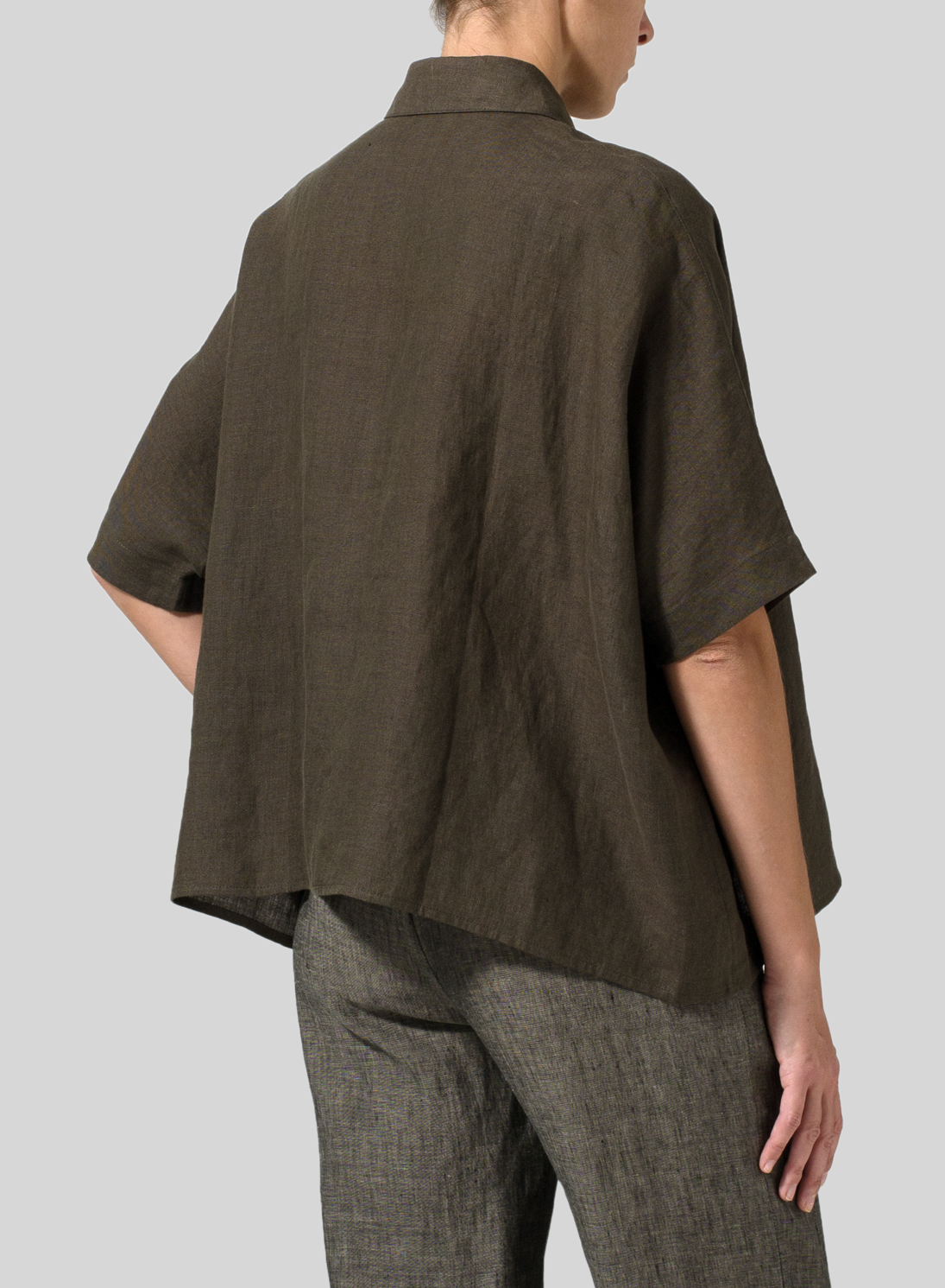Linen Boxy Sleeves Shirt - Plus Size