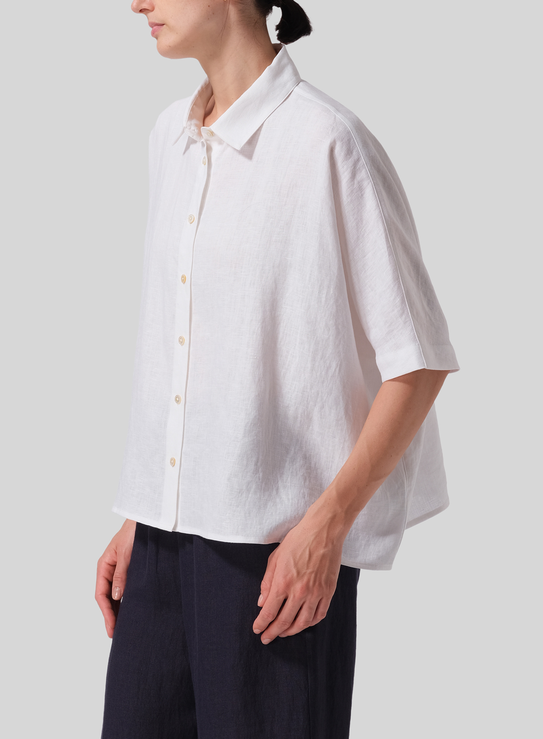 Linen Boxy Sleeves Shirt - Plus Size