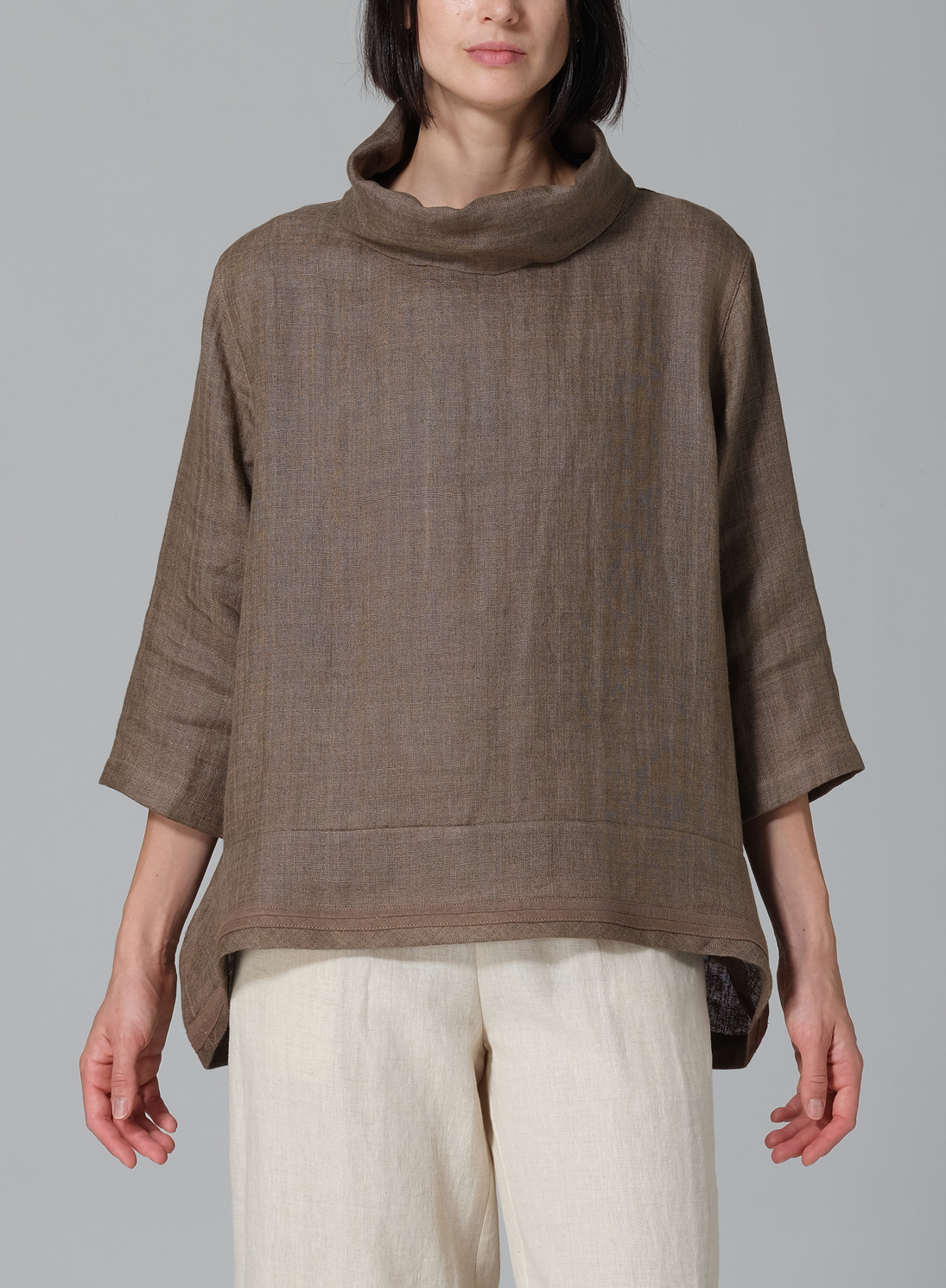Linen Cowl Neck Top