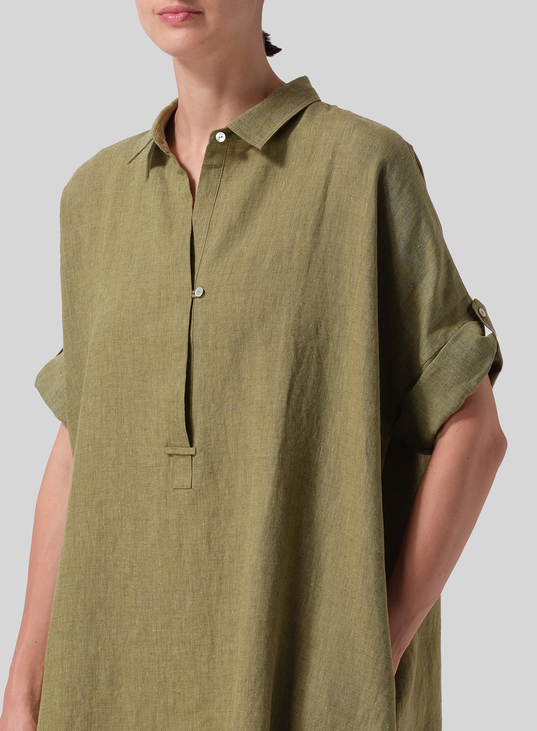 Linen Oversized Monk Tunic - Plus Size