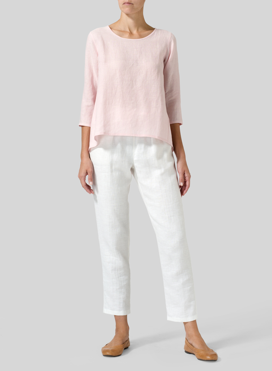 Baby Pink Linen A-line High-Low Top