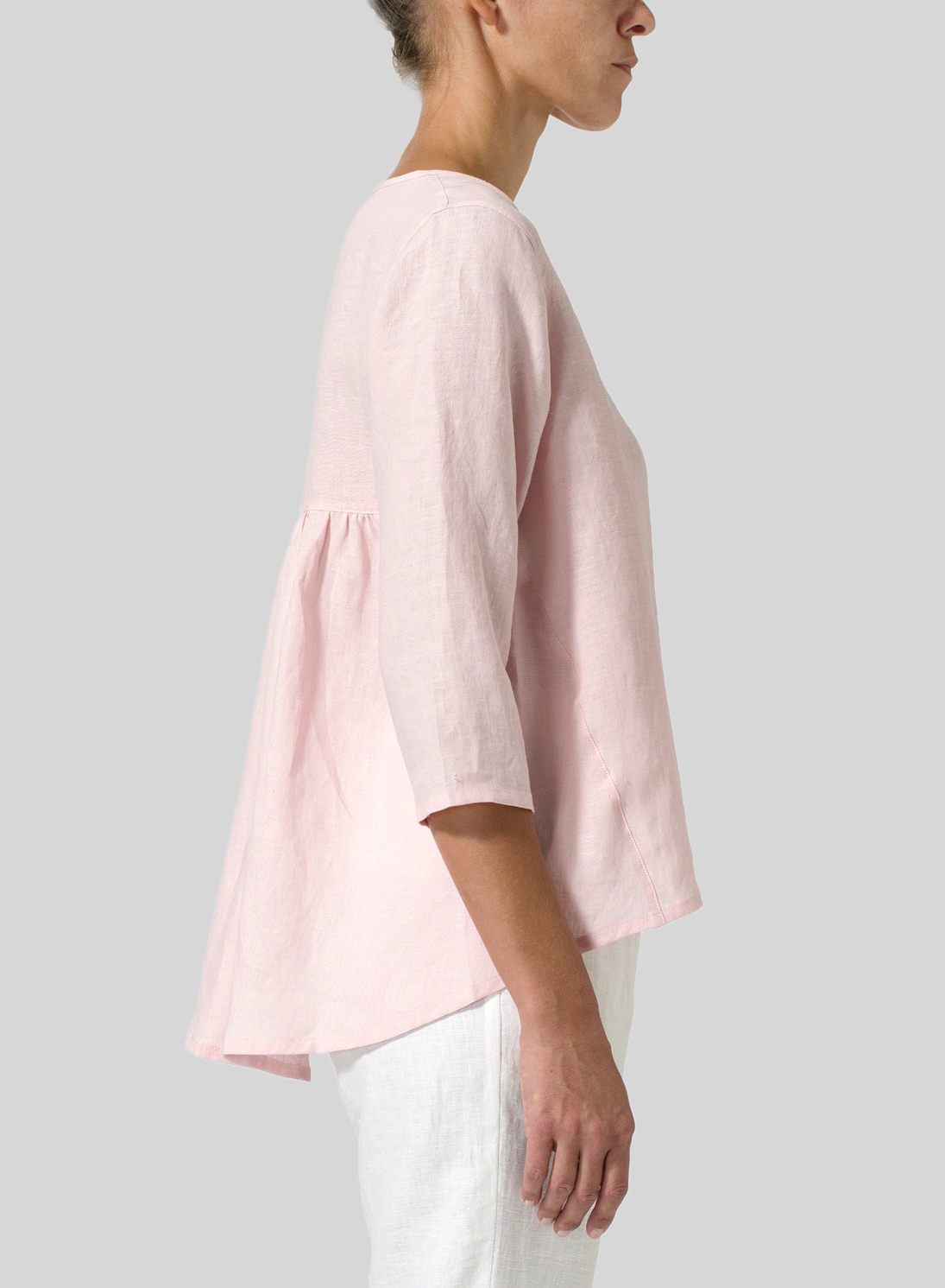 Baby Pink Linen A-line High-Low Top