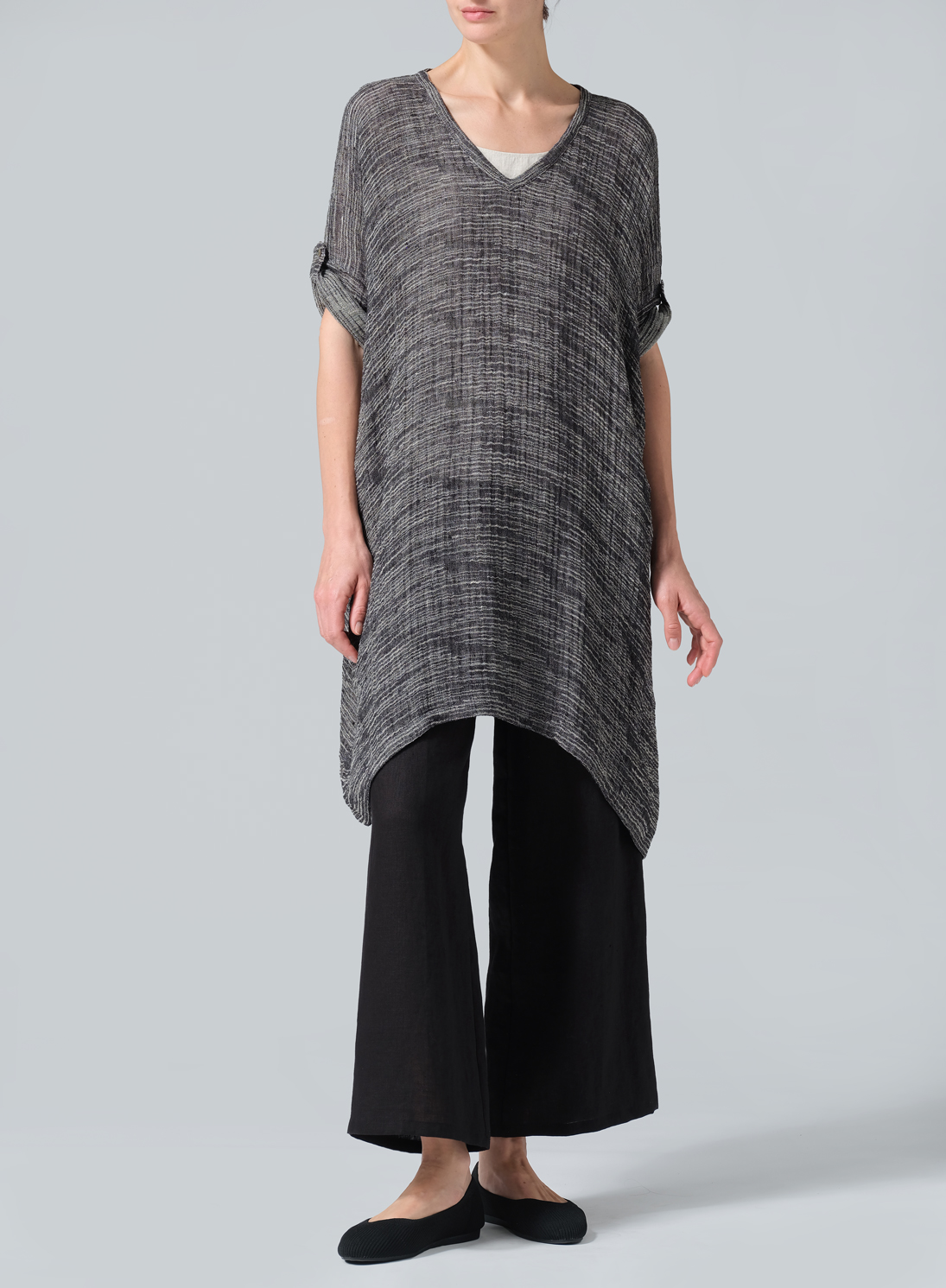 Lightweight Linen Wide A-line Tunic - Plus Size