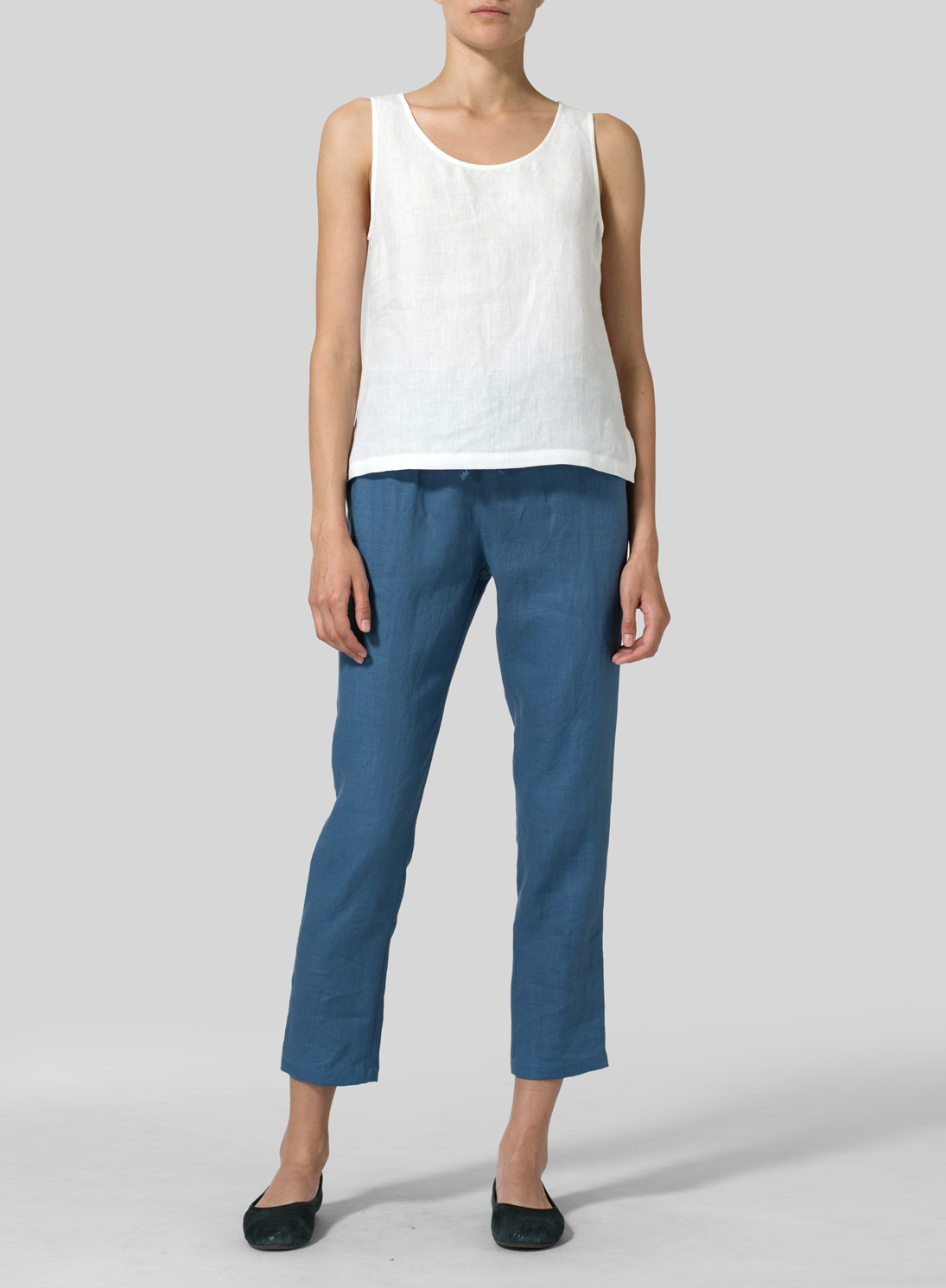 Blue White Weave Linen Boxy Fit Jacket Set