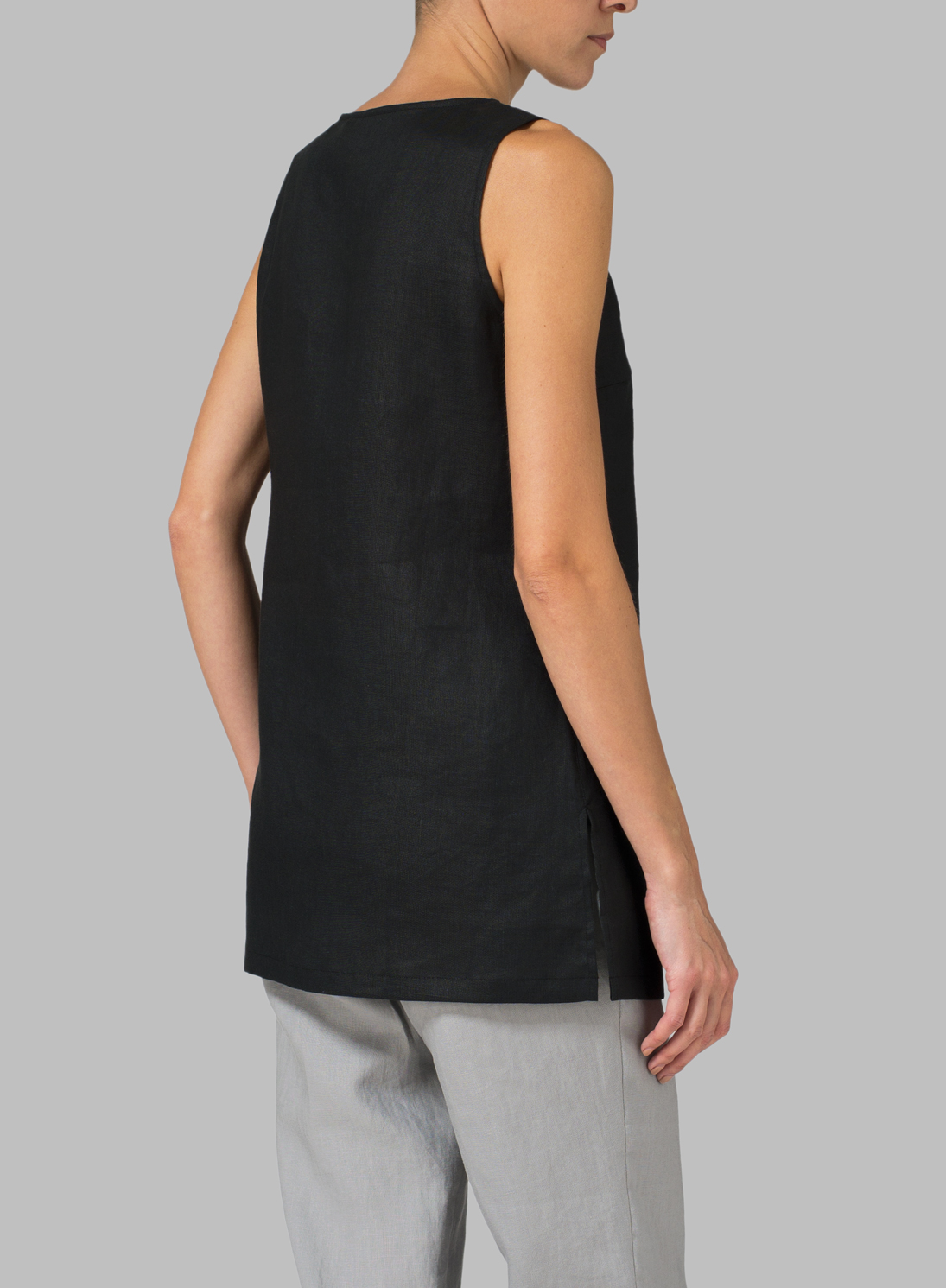 Scoop Neck Long Linen Tanks