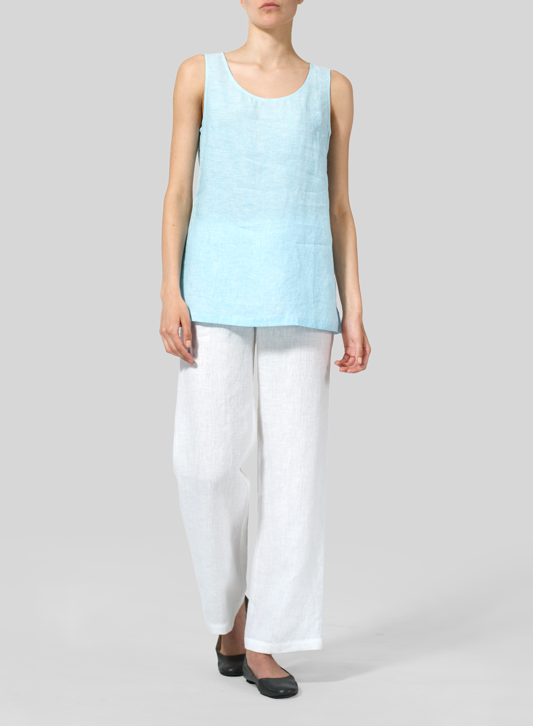 Scoop Neck Long Linen Tanks