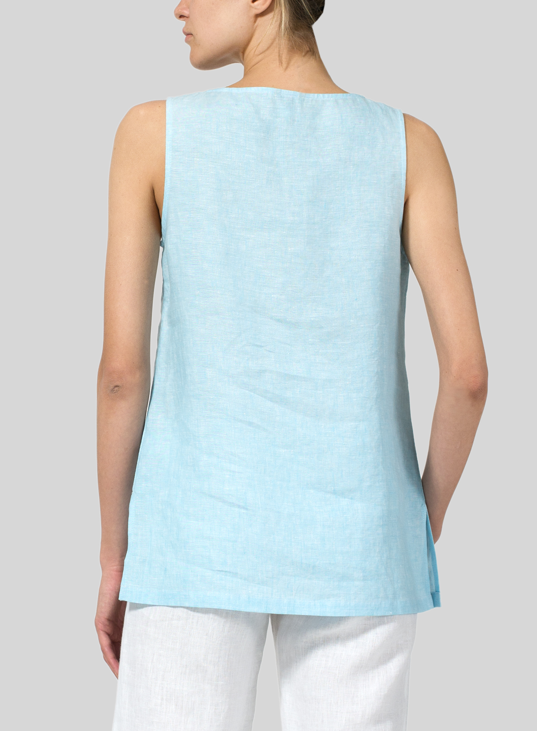 Scoop Neck Long Linen Tanks