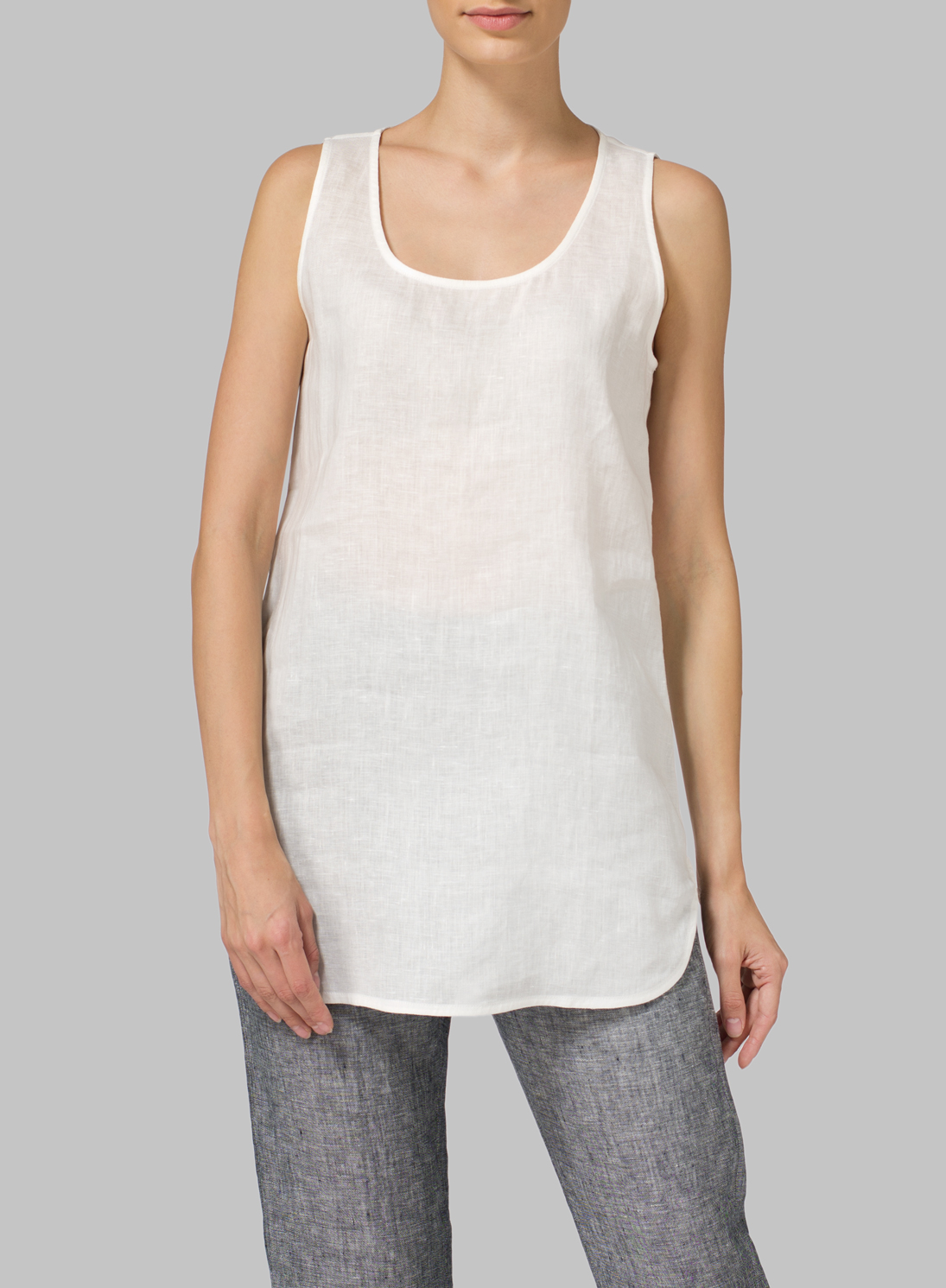 Linen Sleeveless Long Shell Tank