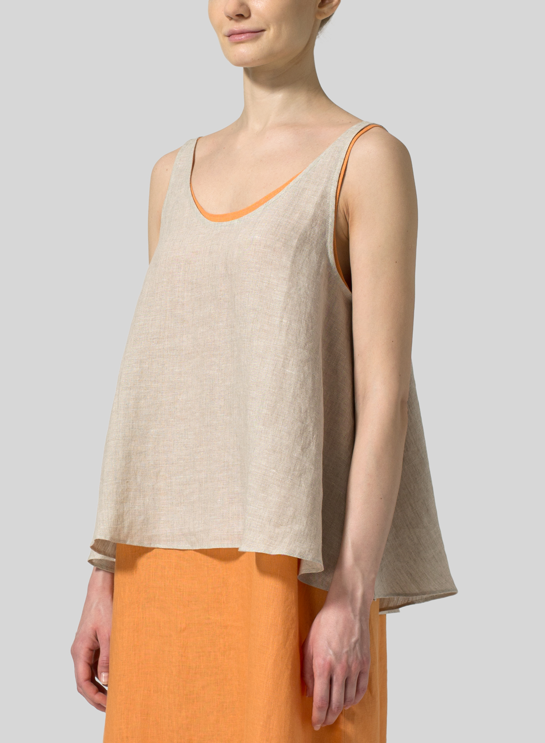 Oat Linen Low Back Tank Set