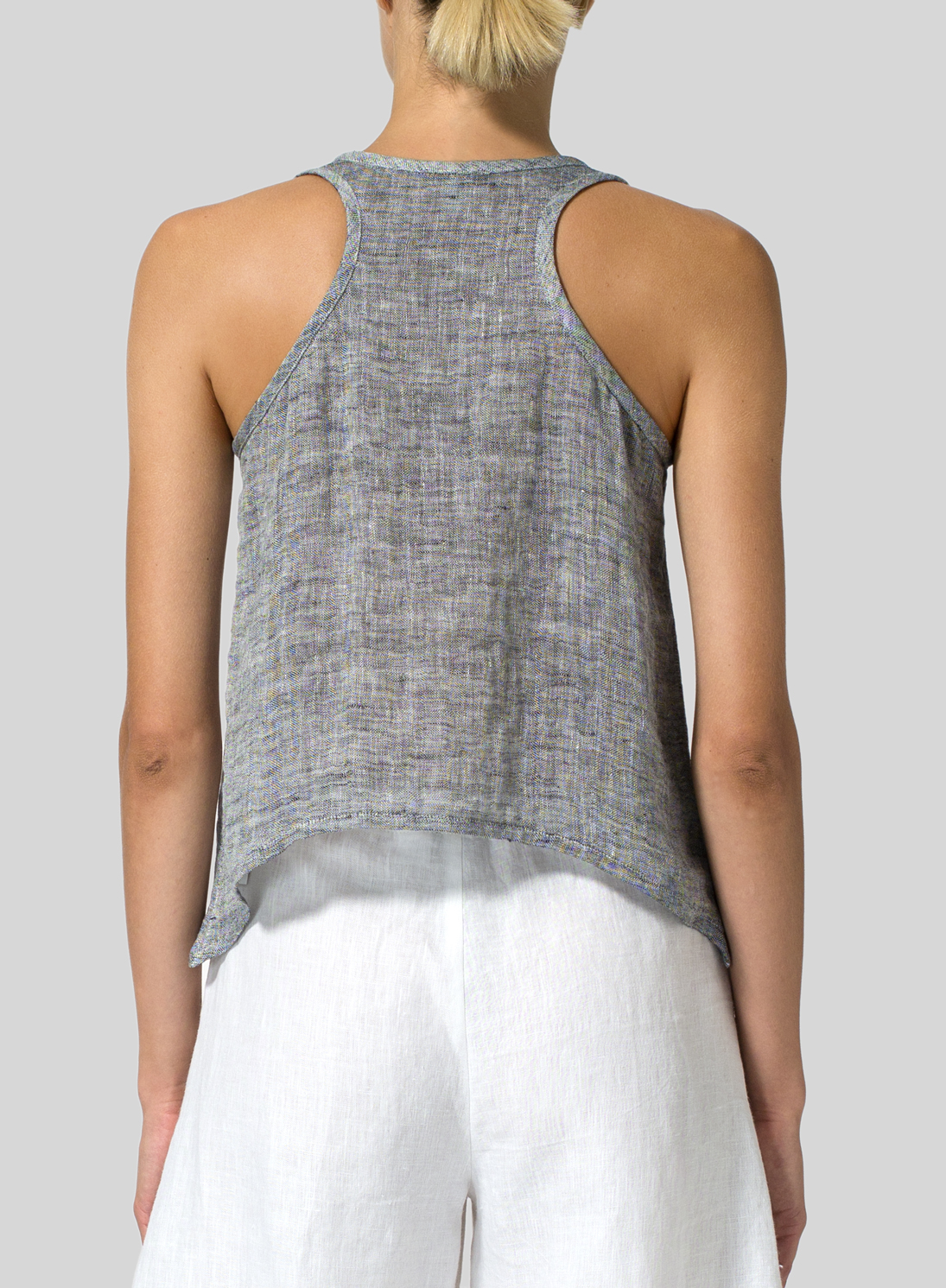 Two Tone Layered Linen Cropped Tank Top