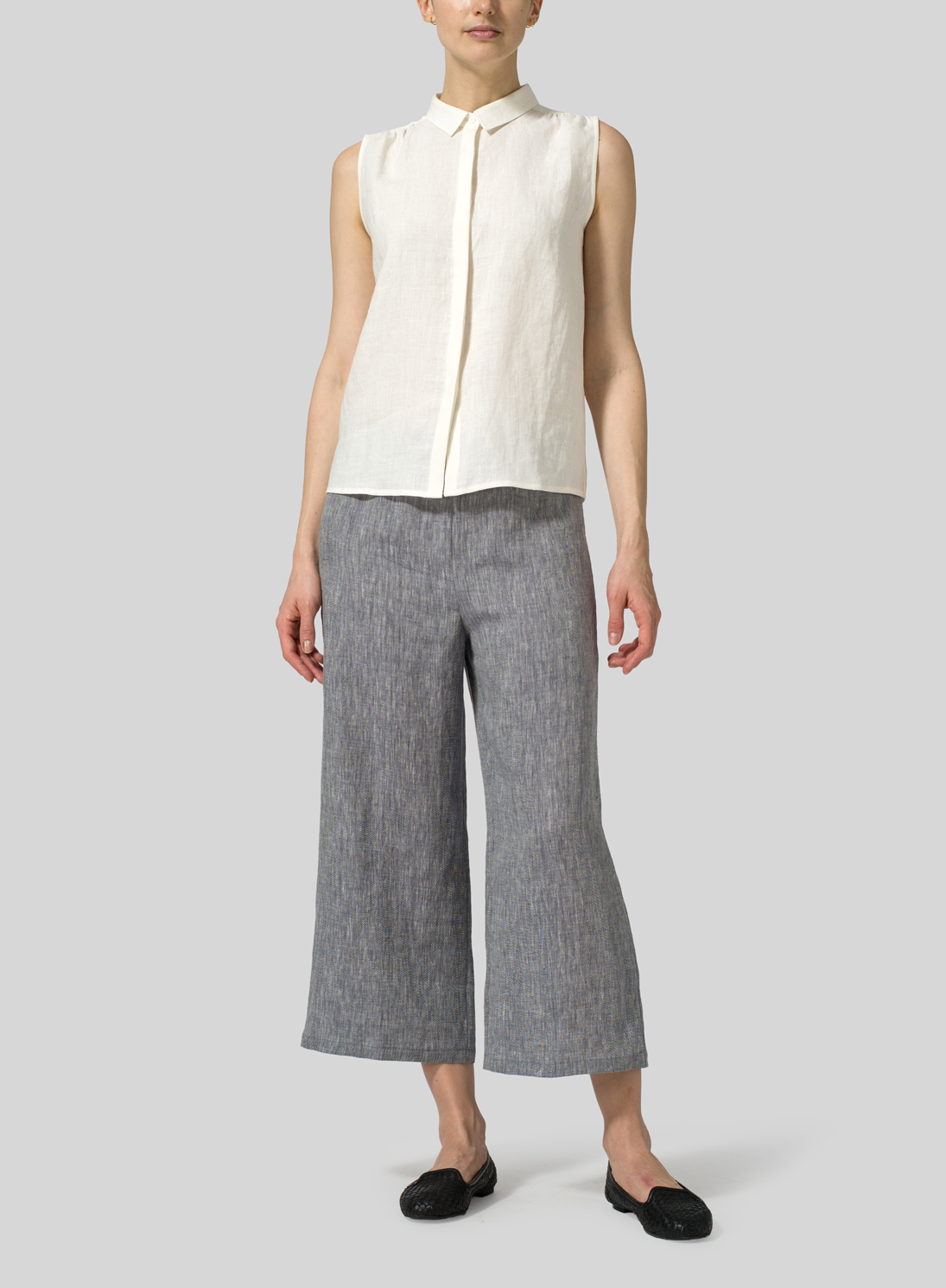 Soft White Linen Classic Sleeveless Top