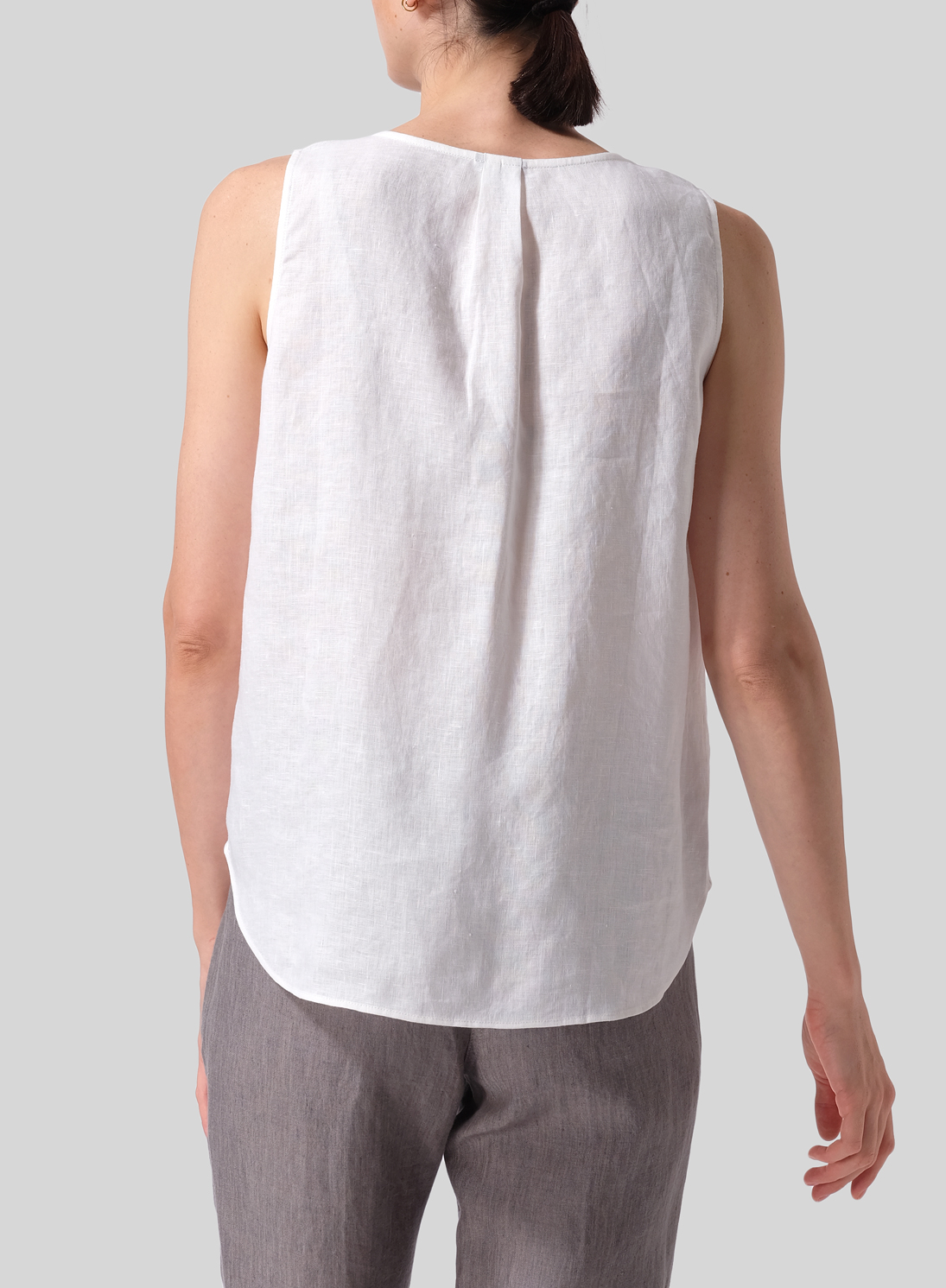 White Linen Pleated Cross Front Top